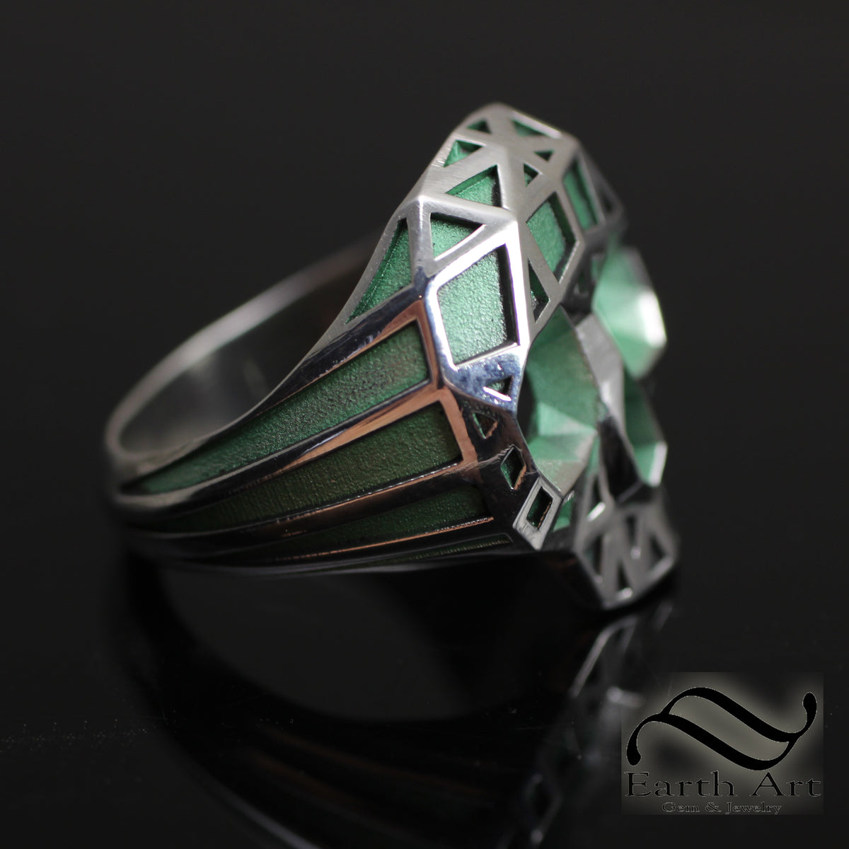 Geometric Skull ring with Ceramic Plating – Earth Art