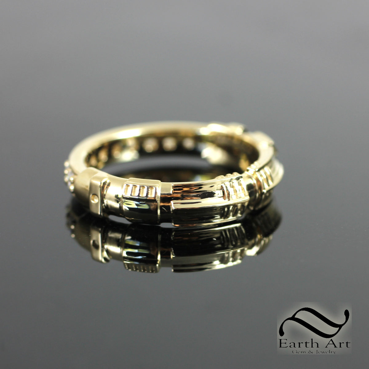 Narrow Diamond Light Saber Ring - fully Polished in gold or silver ...