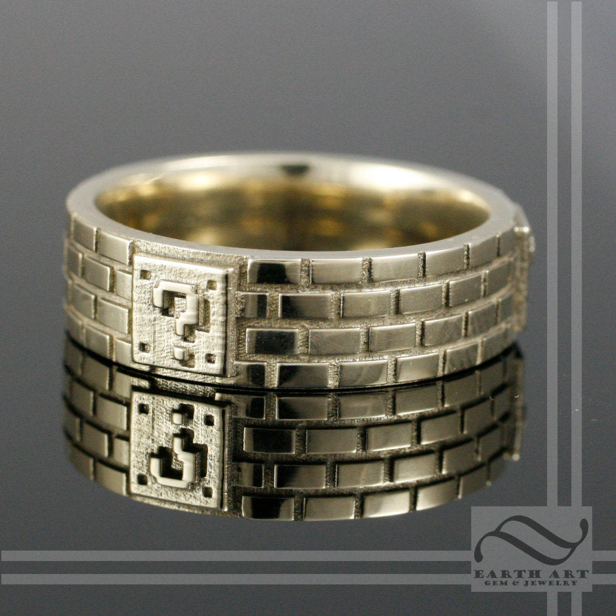 14k Gold Retro Game Brick Ring – Earth Art