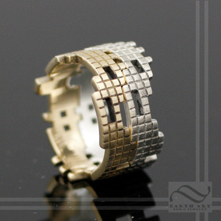 Tetris Ring - 14k gold - A retro gamer band – Earth Art
